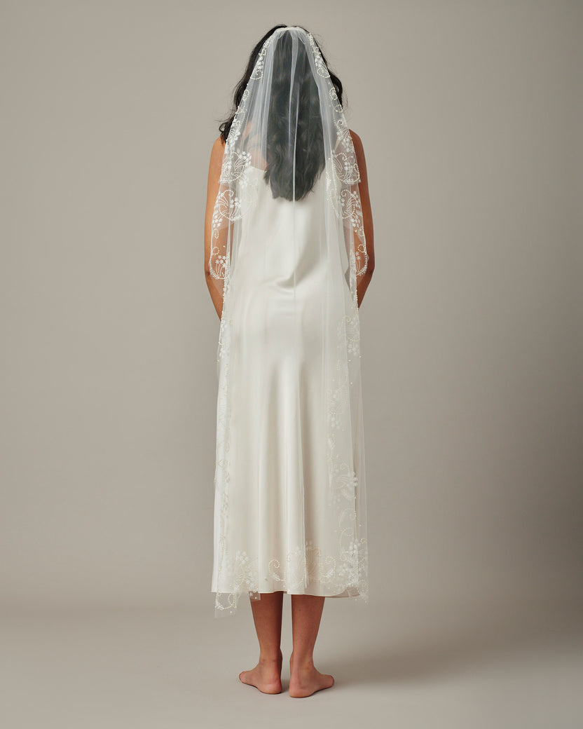 MIMOSA ORNAMENTAL EMBROIDERY VEIL