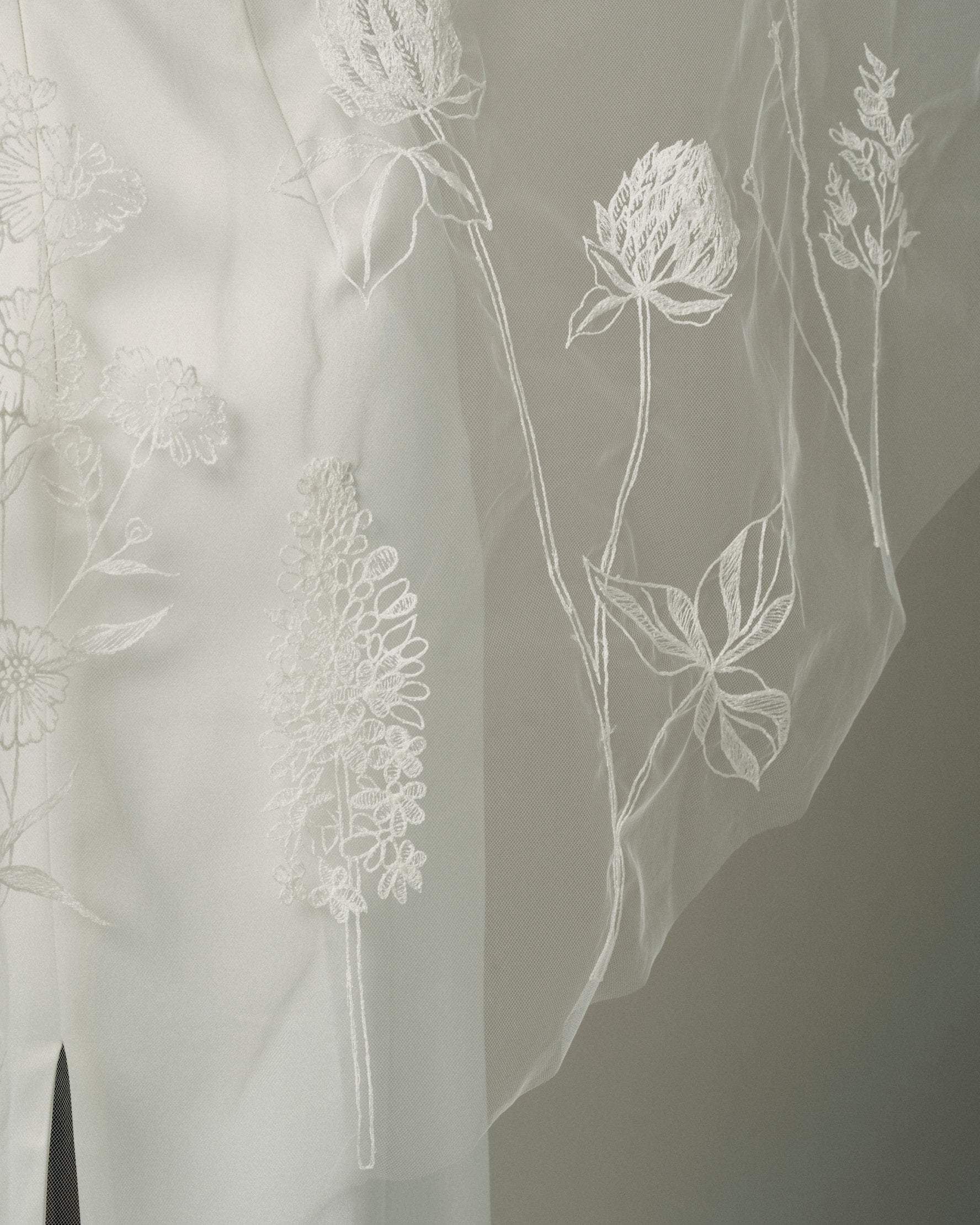 MEADOW WILDFLOWERS EMBROIDERY WEDDING VEIL WITH BLUSHER – Ofrenda Studio